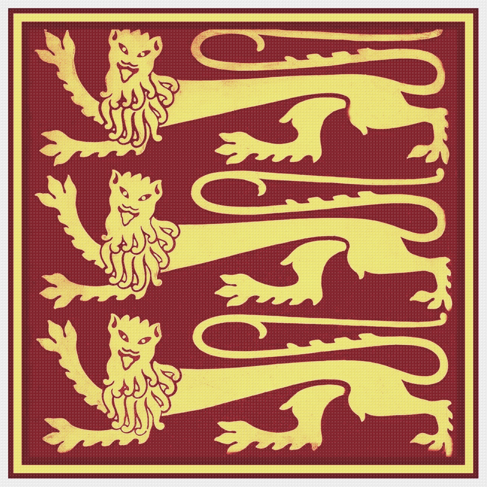 British Artist AWN Pugin Herladic Lions Counted Cross Stitch Chart ...