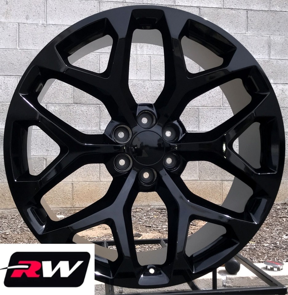 (4) 22 inch Snowflake Style Wheels Gloss Black fits : 1999-2025 GMC ...