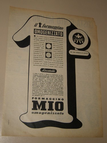 MIO LOCATELLI FORMAGGINO FORMAGGIO=ANNI '50=PUBBLICITA'=ADVERTISING ...