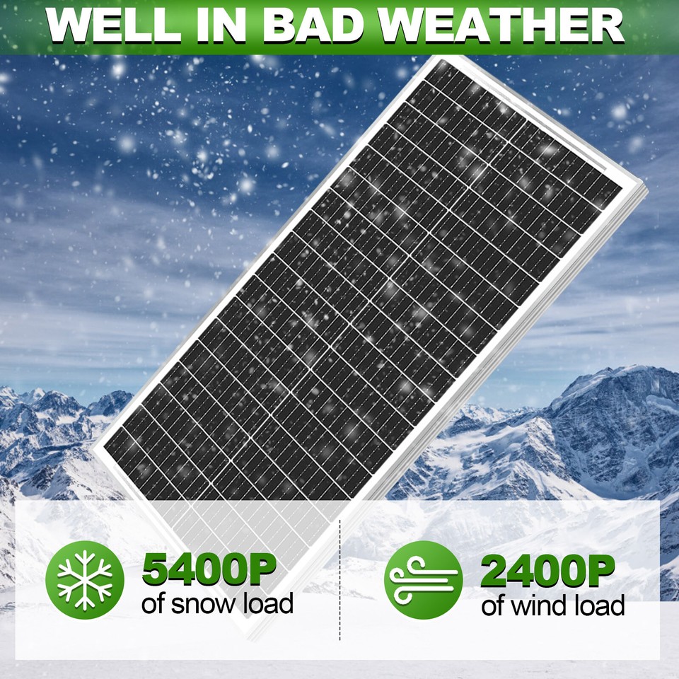 100W Monocrystalline Solar Panel 12V Charger CarRV Camping Home Off ...