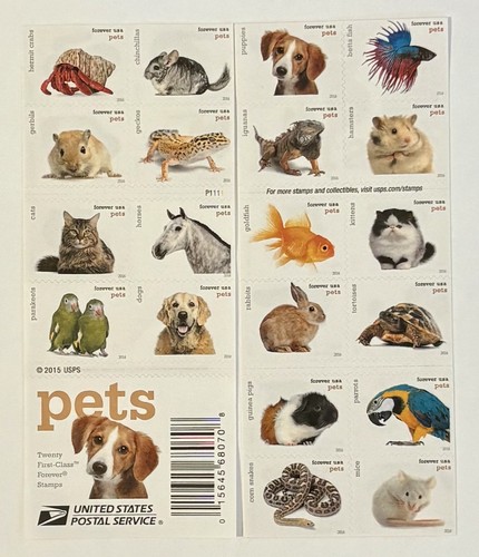 DEAL - BOOK OF 20 PETS FOREVER STAMPS / FIRST CLASS SELF STICK ...