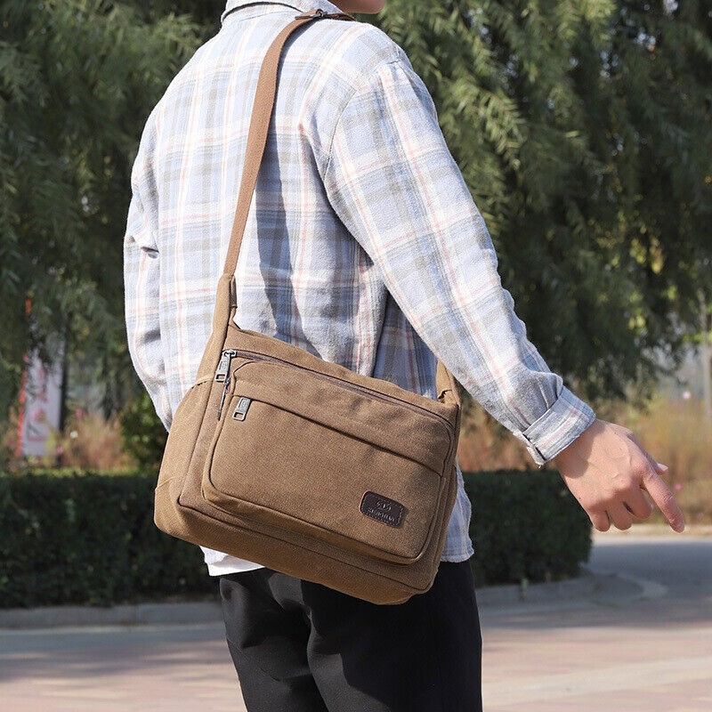 Men Canvas Bag Military Travel Hiking Cross Body Shoulder Bag Messenger ...