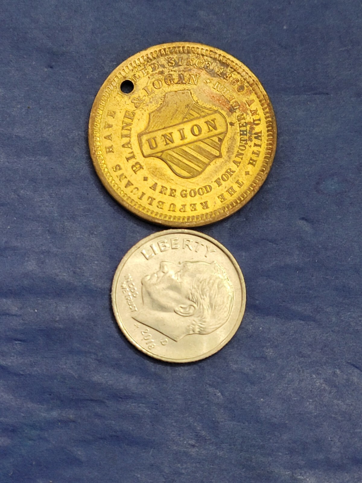 1884 Republican GOP campaign candidates Blaine and Logan gilded medal ...