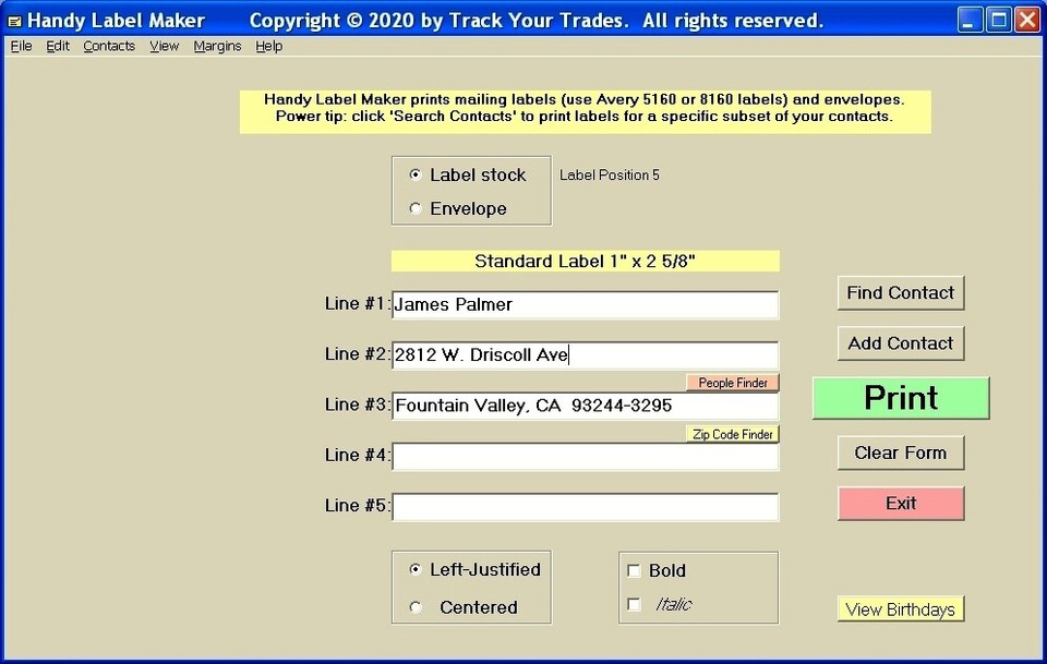 Print labels! PC Software prints mailing labels, envelopes. Mass mail ...