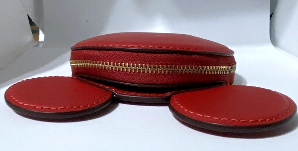 NWT DISNEY COACH Red MICKEY MOUSE EARS Red LEATHER Zippered COIN PURSE ...