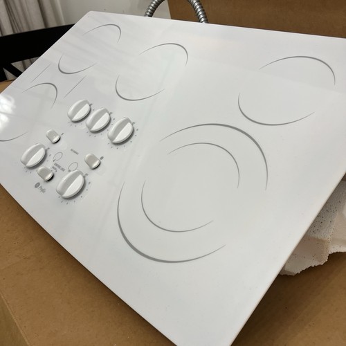 GE Profile 36” Built-In Electric Cooktop 5 Burner White Glass ...