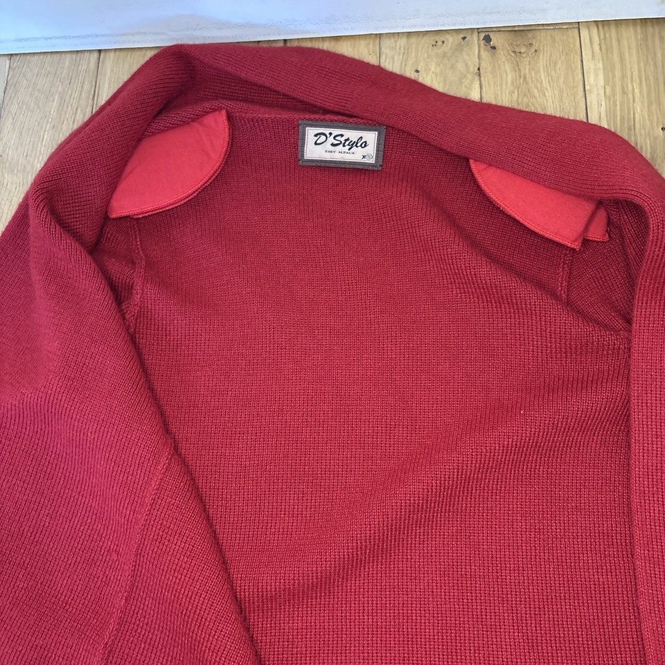 Vintage D’stylo Baby Alpaca Red Womens Open Cardigan sweater top, Size ...