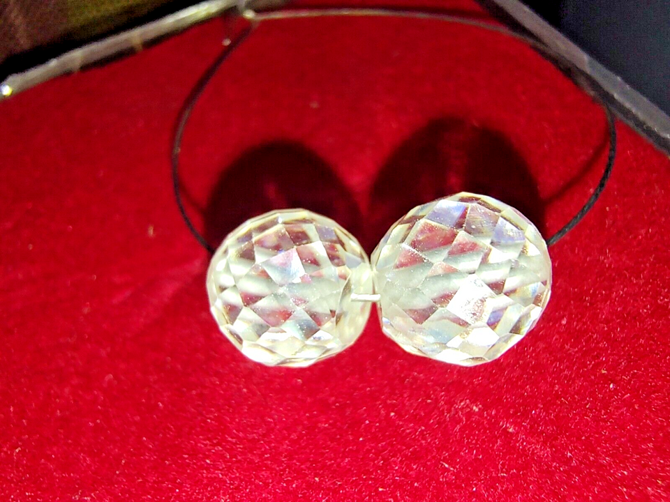 2 White Diamond Beads 7 Ct Certified Great Sparkle Gift Pendant Luster ...