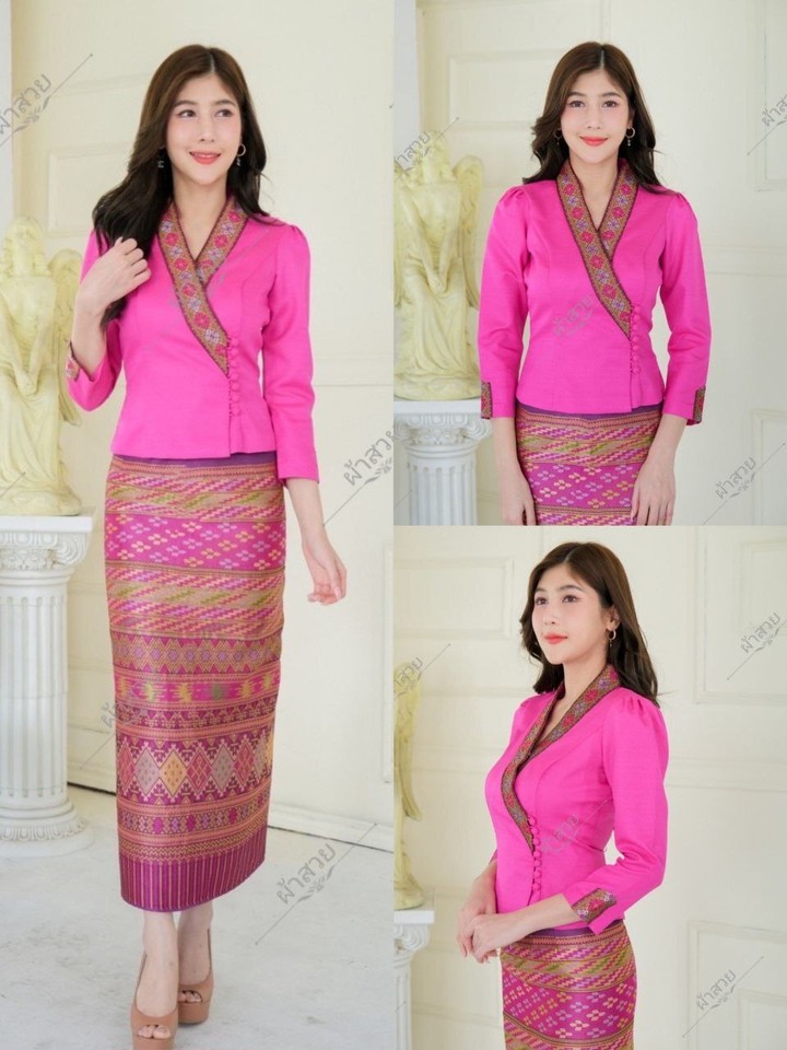 THAI/LAOS TRADITIONAL SILK BLOUSE AND SKIRT SET'S - CHEST SIZE 32" - 46 ...