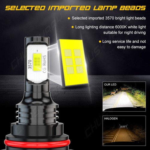 9007 HB5 LED Headlight Bulbs High/Low Beam 6000K White Fanless Bright ...