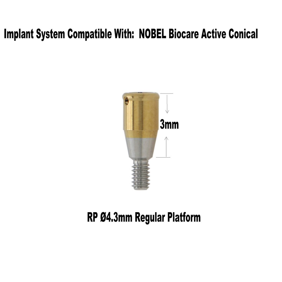 1PC Dental Attachment Abutment for Nobel Biocare Active RP Ø4.3mm AH=3 ...