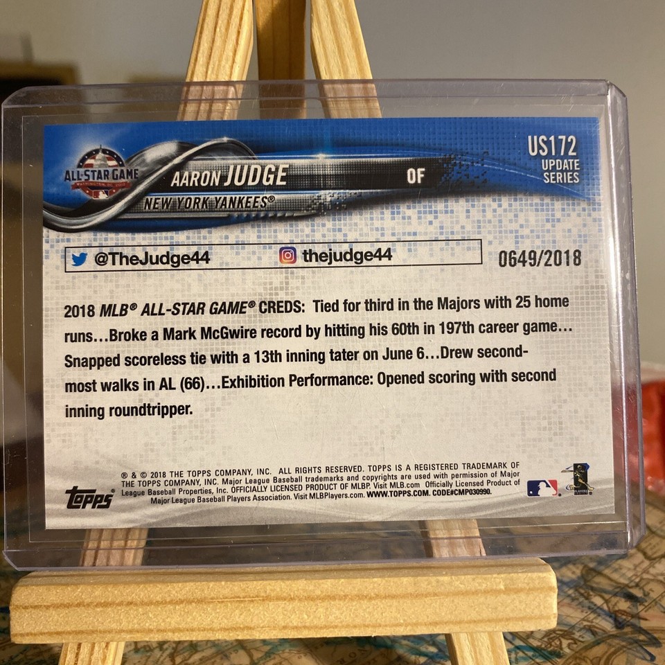 2018 Topps Update Aaron Judge Gold All-Star Game #/2018 New York ...