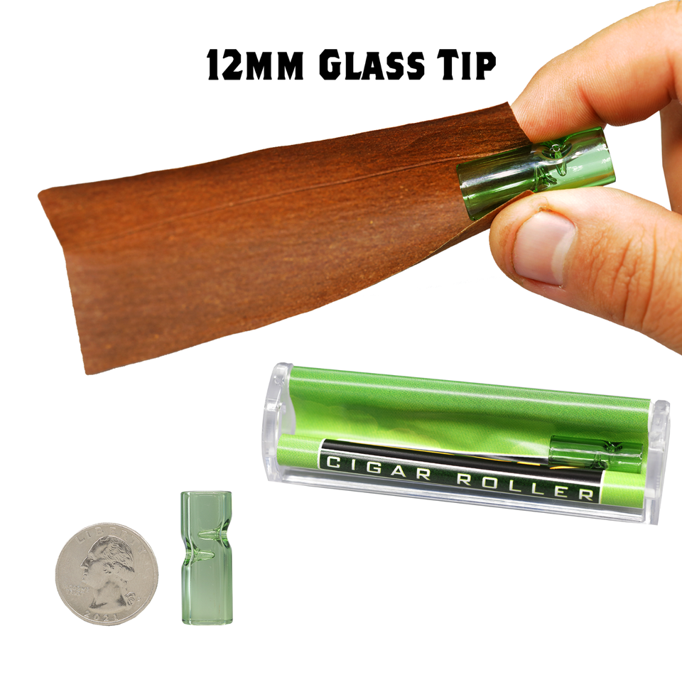 100 Glass Tips- 12mm- Green -Cigarettes,Cigars, with GlueGar 10ml ...