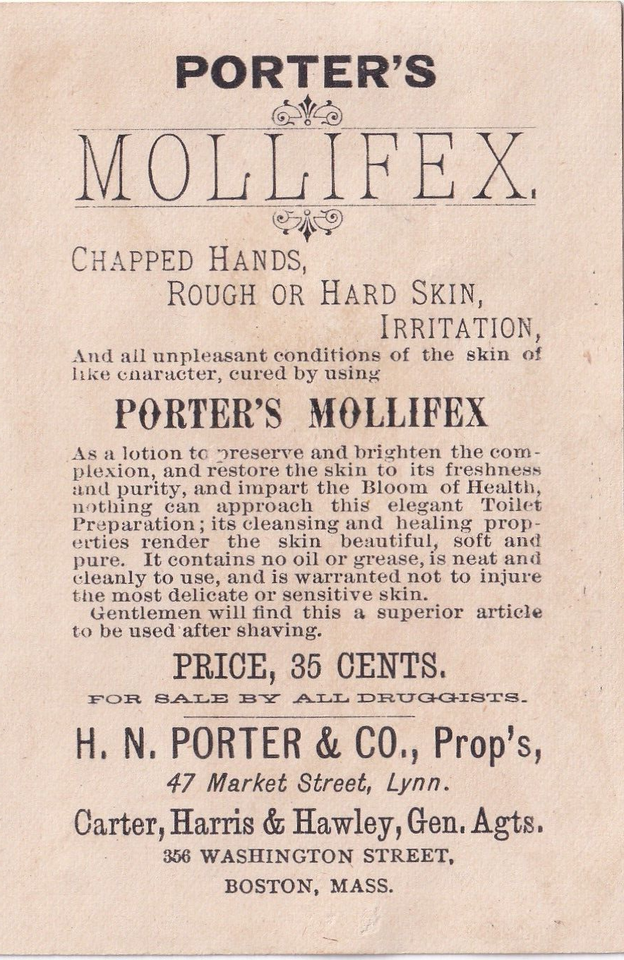 1800's Victorian Trade Card -Porter's Mollifex | eBay