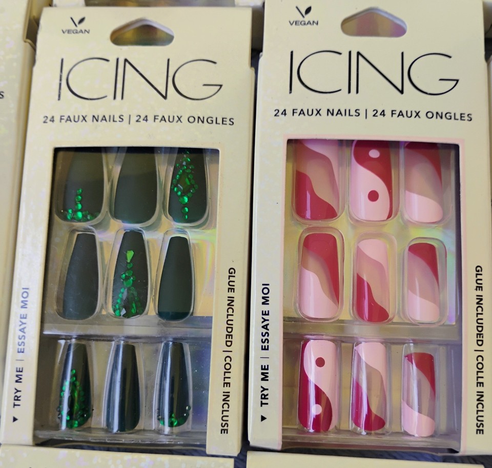 Icing Press on Nails Various Designs Lot of 35 NIB Faux Nails | eBay