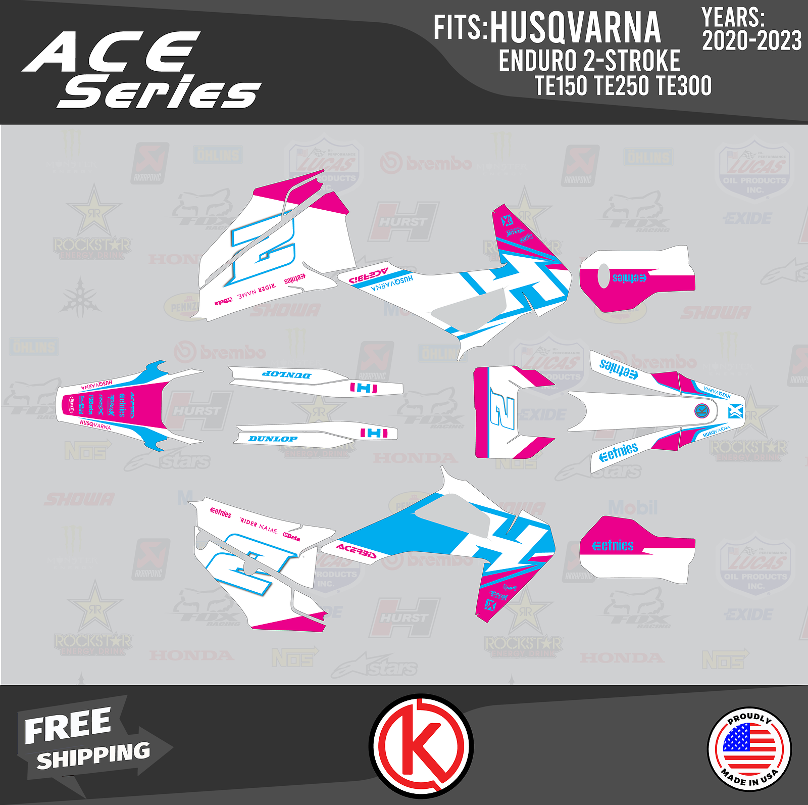 Graphics Kit for Husqvarna TE150 TE250 TE300 2020-2023 Ace-Magenta | eBay
