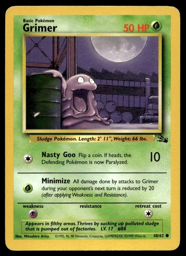Grimer 48/62 Pokemon Card Fossil Common 50 HP Lightly Played BB | eBay