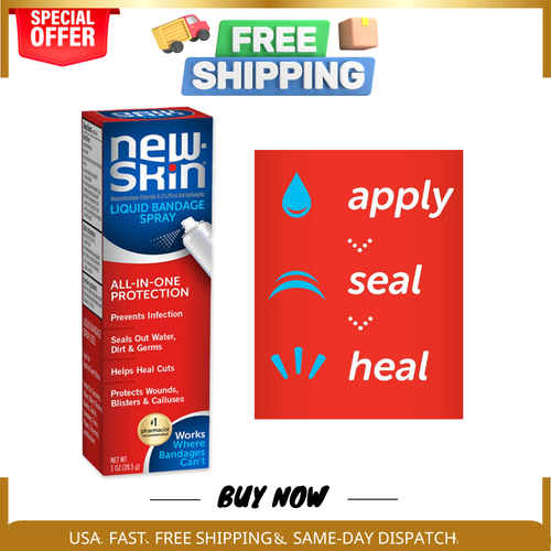 NEW-SKIN Liquid Bandage Spray for Cuts and Minor Scrapes, 1 Ounce, Free ...
