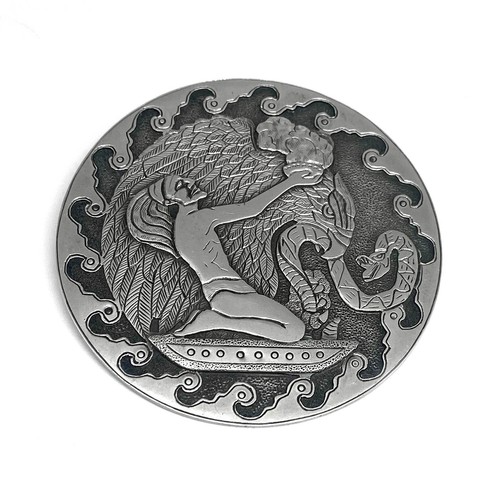 FINE QUALITY Antique Mexican 900 Silver SNAKE EAGLE Brooch AZTEC Pre ...