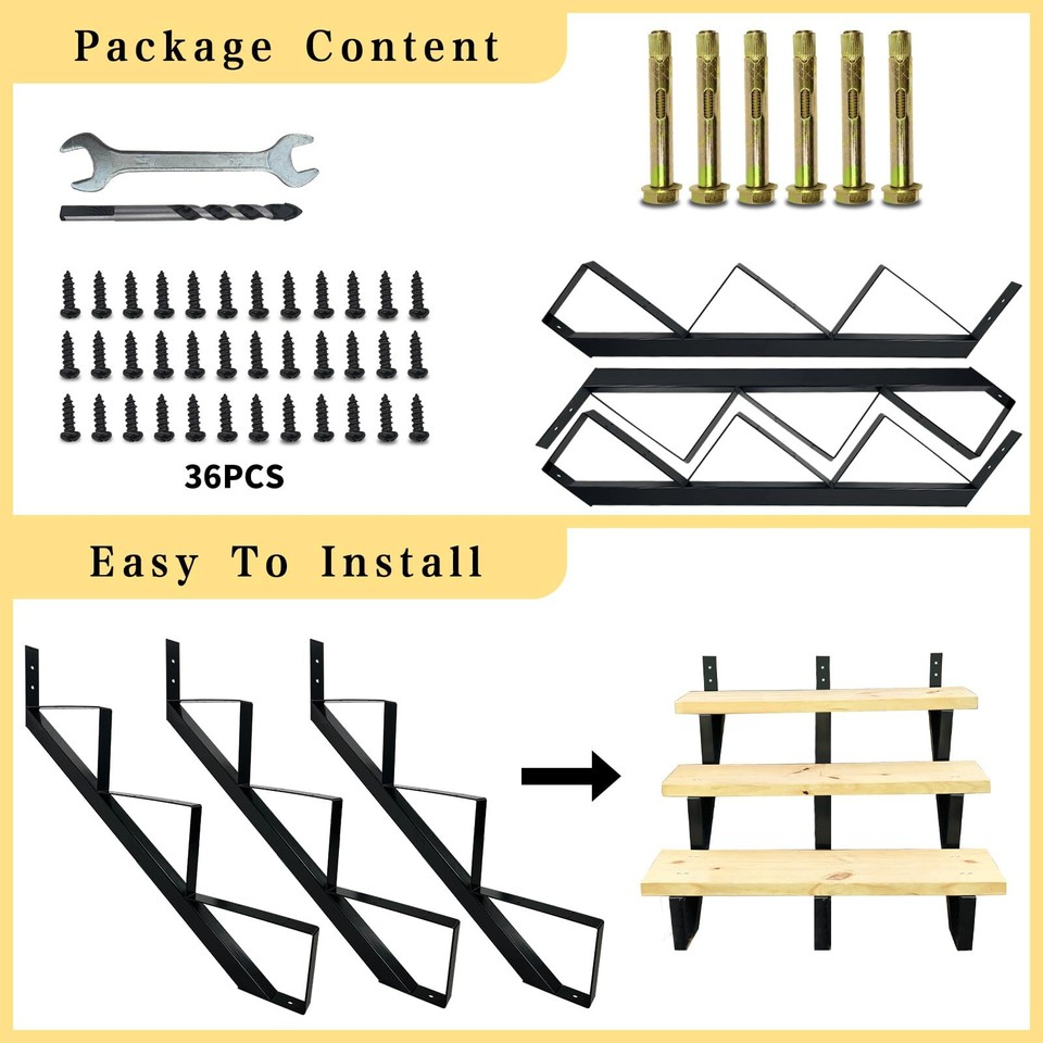 3 Packs Metal Stair Step Stringers 3 Step Steel Riser Stringer For 27 ...