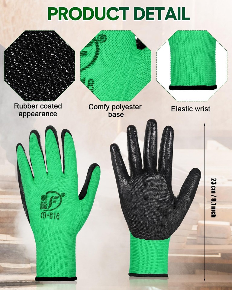 Nuogo 24 Pairs Gardening Gloves Men Women Rubber Coated Work ...