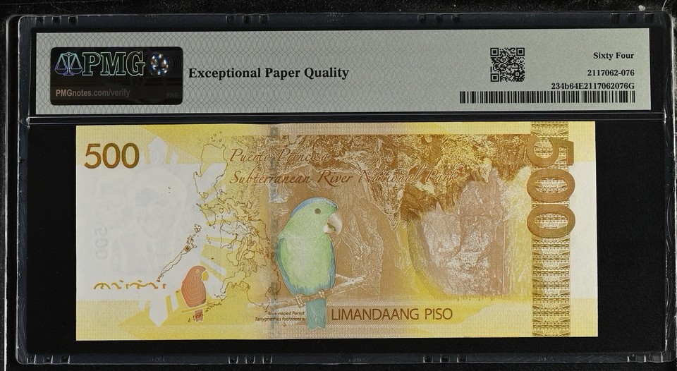 Philippines First Prefix A P-234b 500 piso 2023 Marcos Medalla PMG 64 ...