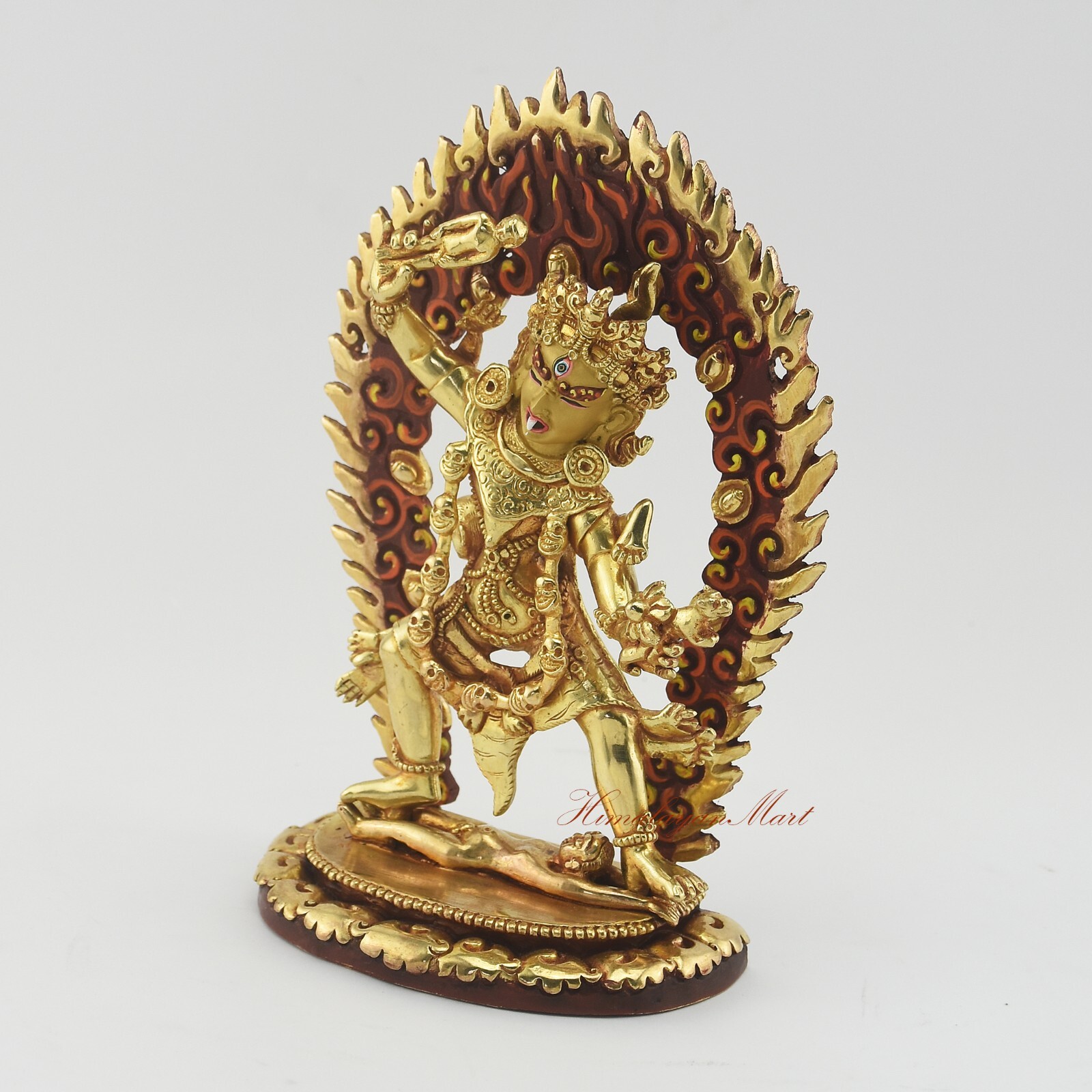 Hand Carved Gold Inlaid Tibetan Ekajati Dakini Copper Statue from Patan ...