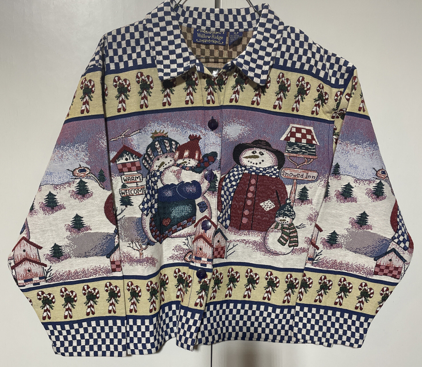 Willow Ridge Winter Tapestry Sweater Jacket XLP Christmas Snowman ...