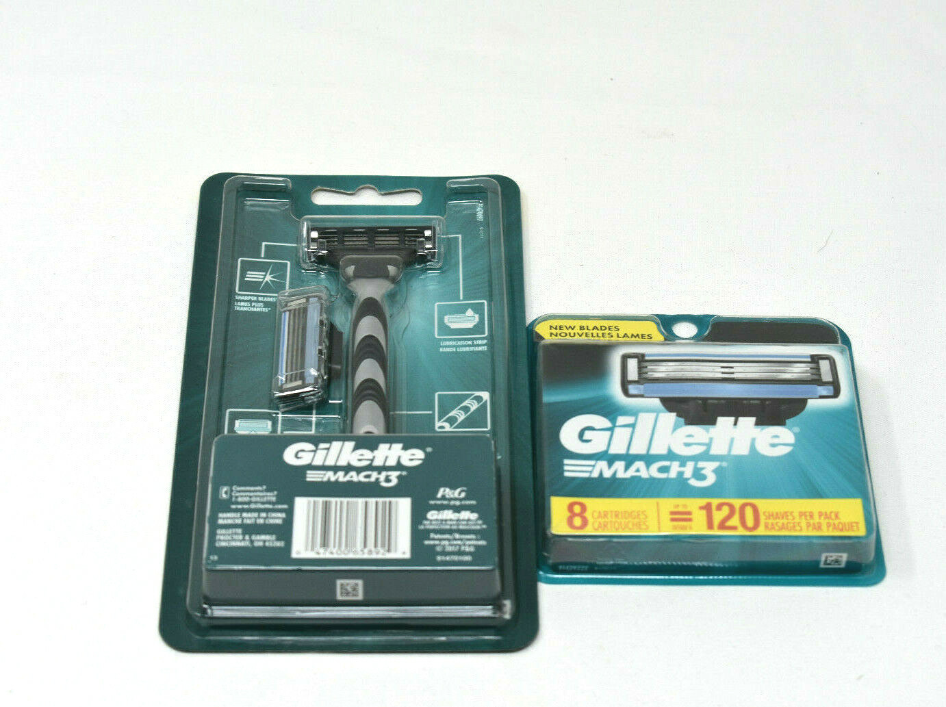 Gillette Mach3 Razor 1 Handle w 10 3-Blade Cartridge Refills - SEALED ...