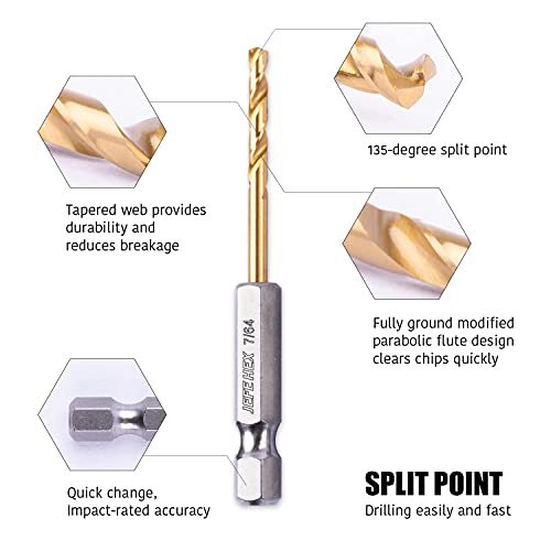 3piece 7/64" Hex Shank Drill Bit Titanium Coated Hss Twist Drill Bit 135 Degree | eBay