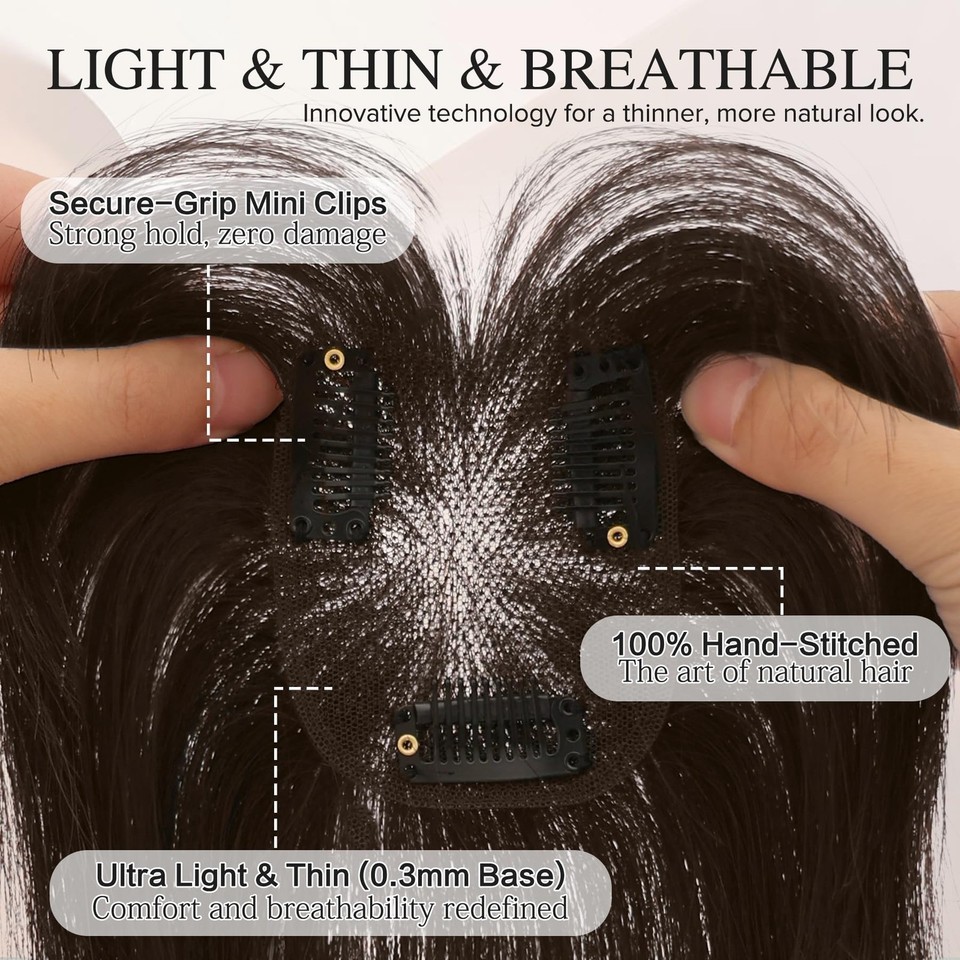 Hair Toppers for Women Real Human Hair 3D Bangs Clip 100% Human Toppers for W... | eBay