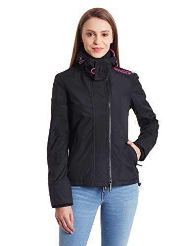 Superdry Womens Winter Windcheater Jacket Black Lurex Pink Mesh Lined ...