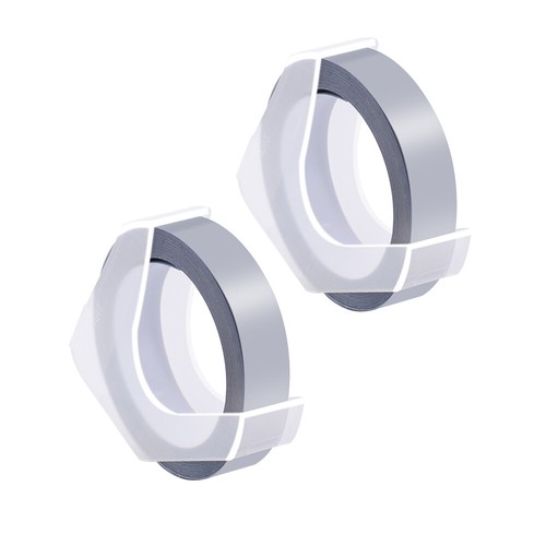 2PK White on Silver 3D Embossing Tape Labels Refills For Dymo Junior ...