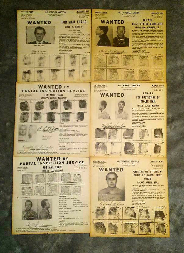 28 VINTAGE ORIGINAL 1970'S US POSTAL INSPECTION SERVICE WANTED POSTERS ...