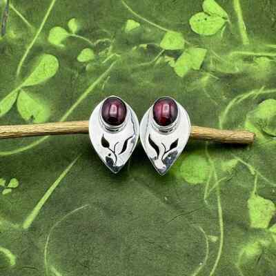 Sterling Silver Garnet post Earrings / Handcrafted by Sassi LaMuth ...