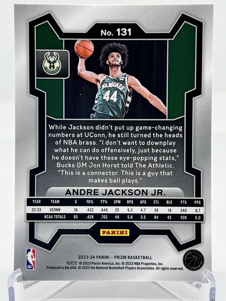 Andre Jackson Jr. 2023-24 Panini Prizm RC #131 Milwaukee Bucks Rookie ...