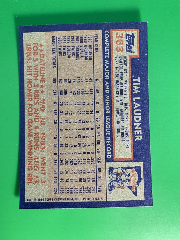 1984 Topps Tim Laudner #363 Minnesota Twins | eBay