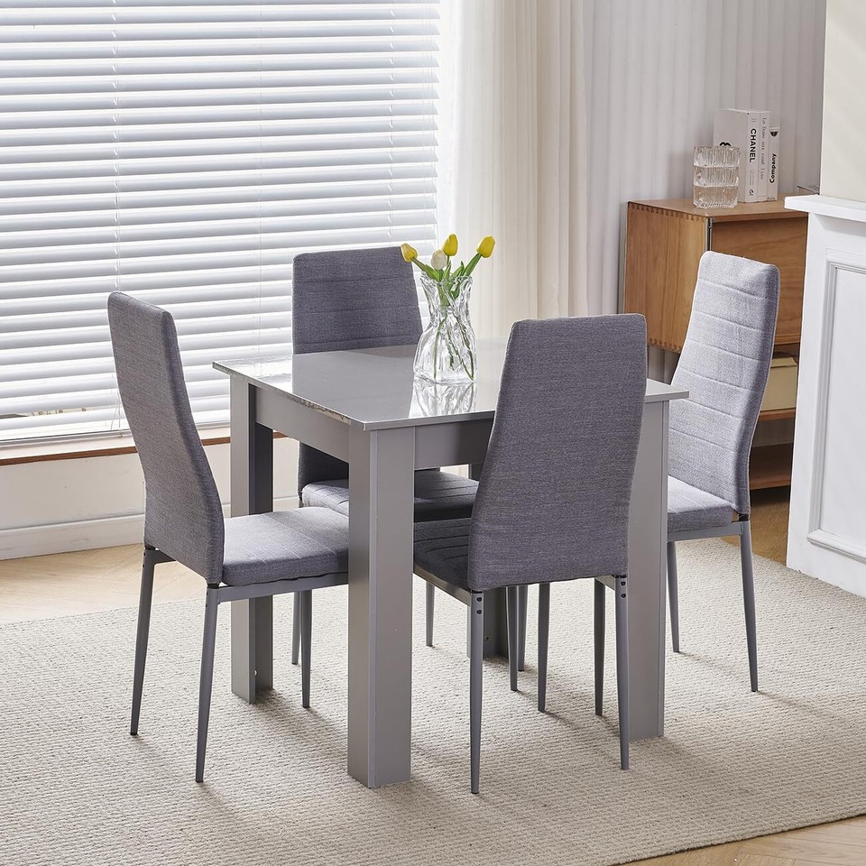 75x75cm High Gloss Dining Table and Chairs Set Small Dining Room Set | eBay UK