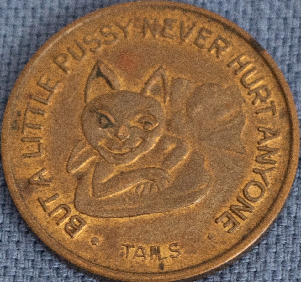 Bronze Token Comic Coin #6 Flip Coin A Little Pussy Never Hurt Anyone ...