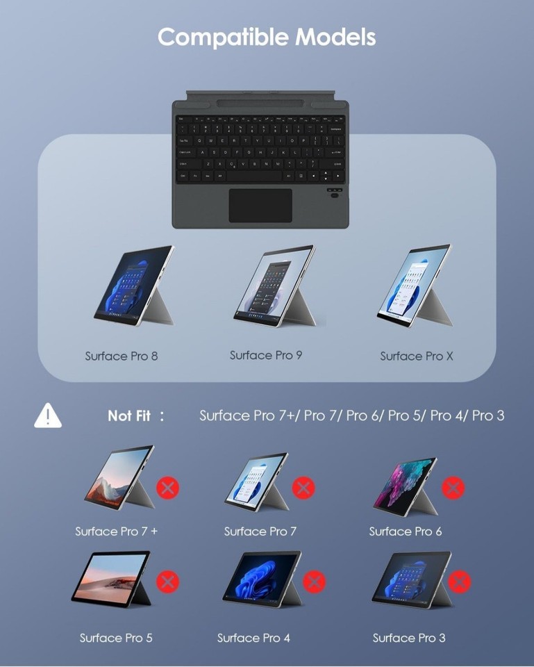 Detachable Touchpad Keyboard Surface Pro 9 for Microsoft Surface Pro 8 ...