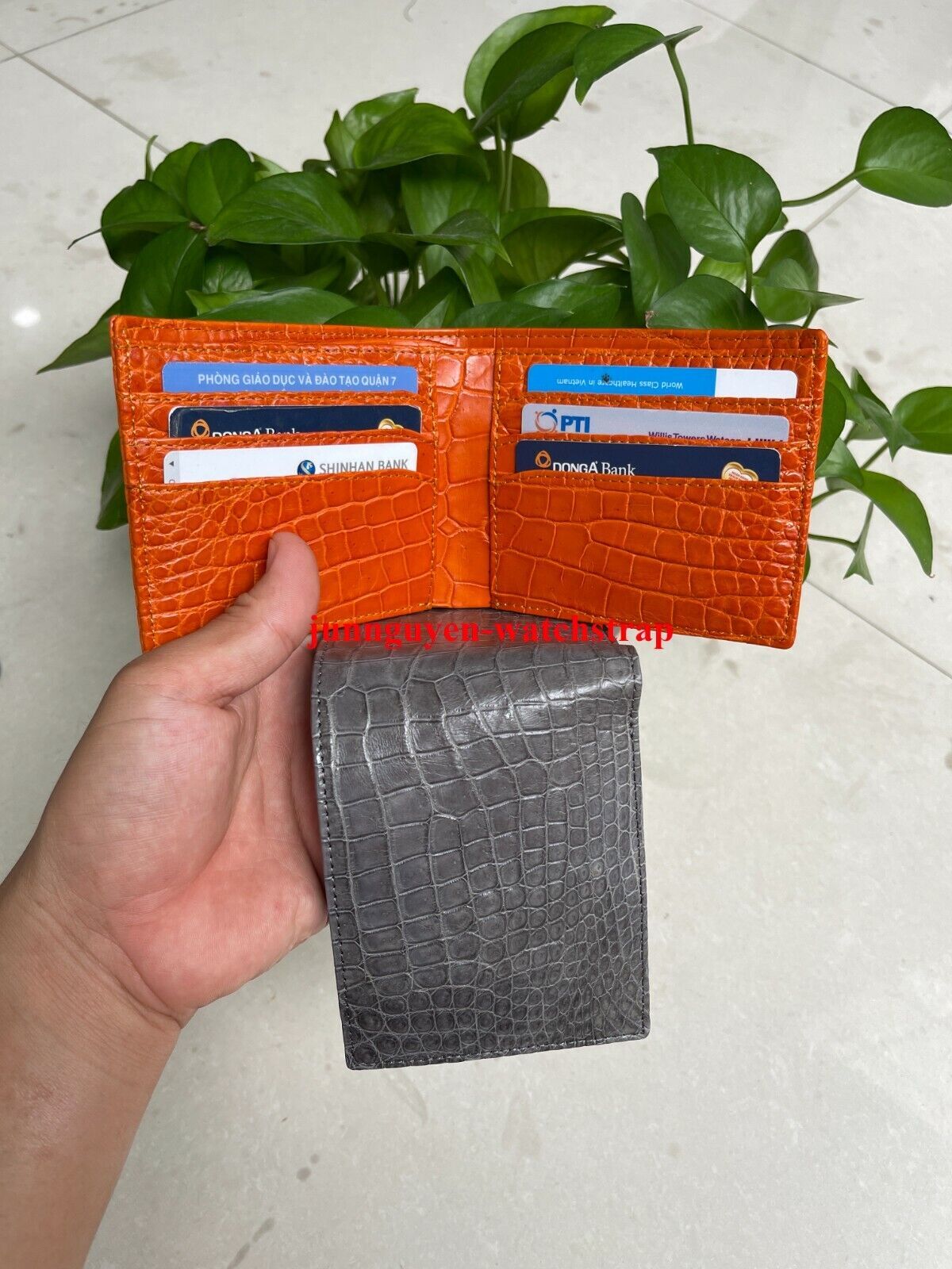 Genuine Real Alligator Cro-codile skin Leather Men's Bifold Wallet GRAY ...