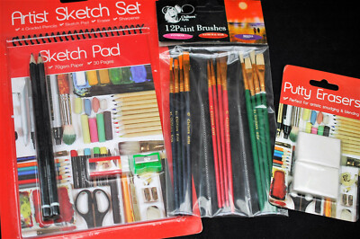 Artist's Sketching Items -7pc Sketch Set -2 x Putty Eraser -12pc ...
