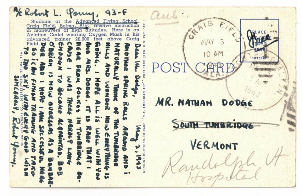 c1943 Postcard: Advanced Trainer During High Altitude Flight – Craig ...