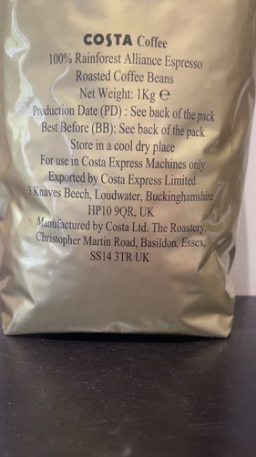 Costa Coffee Beans 1kg Espresso - Original Product - Best Before Date ...