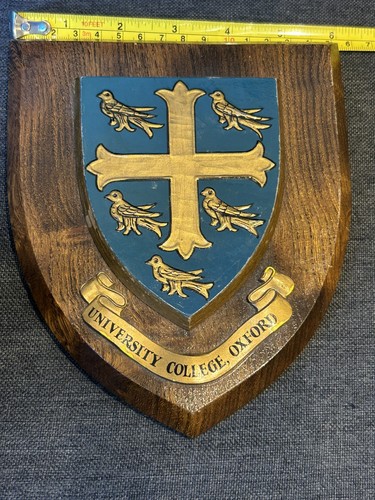 University College Oxford Wooden Shield Plaque Heraldic Crest Wall ...