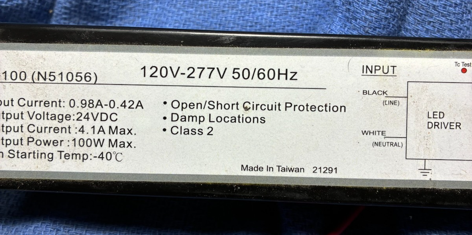 Nualight LED Driver NV24S100 (N51056) 120V-277V Output 24VDC 100W DAMP ...