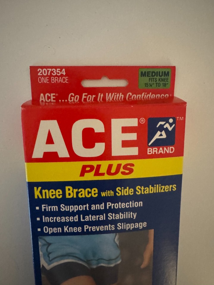 ACE PLUS KNEE BRACE WITH SIDE STABILIZERS 207354, MEDIUM FITS KNEE 15 1 ...