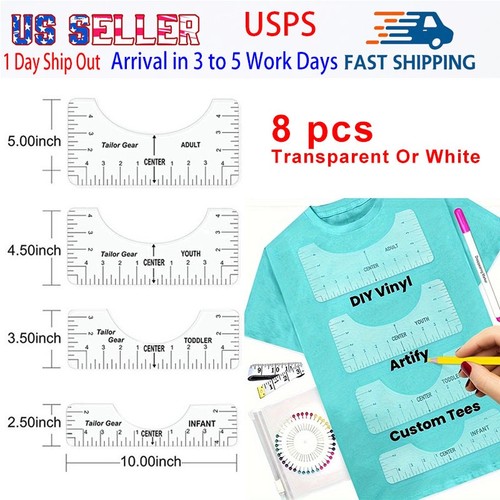 8Pcs Tshirt Alignment Tools Set for Collar Calibration Measuring V-Neck ...