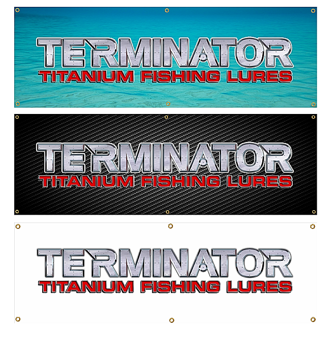 TERMINATOR TITANIUM LURE FISHING BANNER BASS BOAT MAN CAVE DECAL ...
