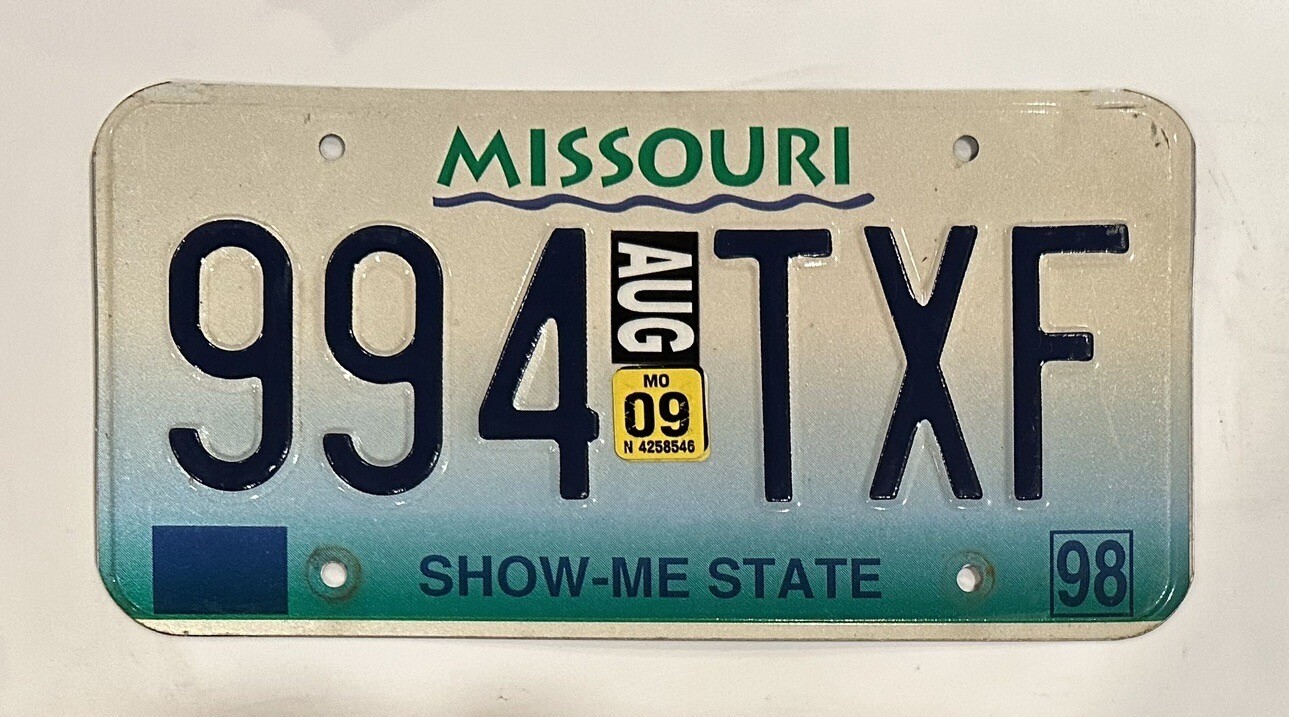 Vintage Missouri License Plate “Show Me State” 994-TXF Excellent ...